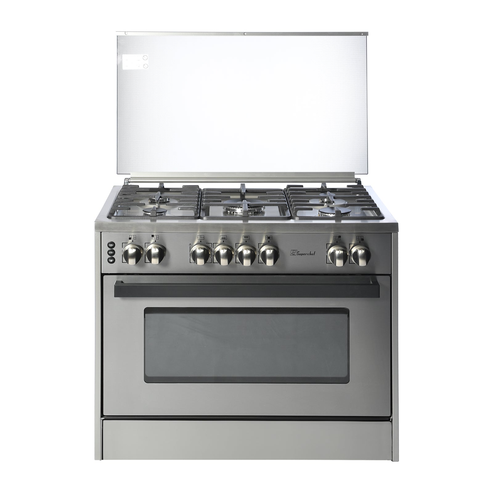 Super Chef Cooker Wide 90cm 5 Gas Burners Semi Pro Inox